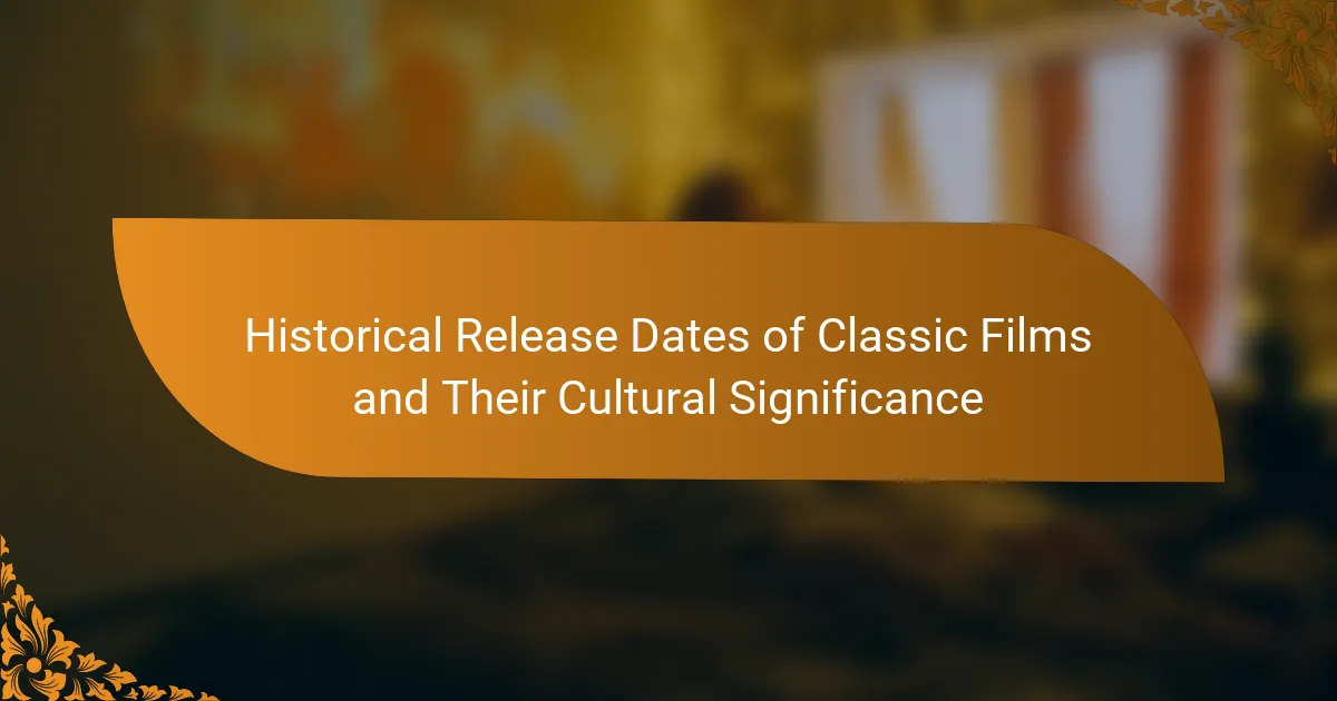 Historical Release Dates of Classic Films and Their Cultural ...